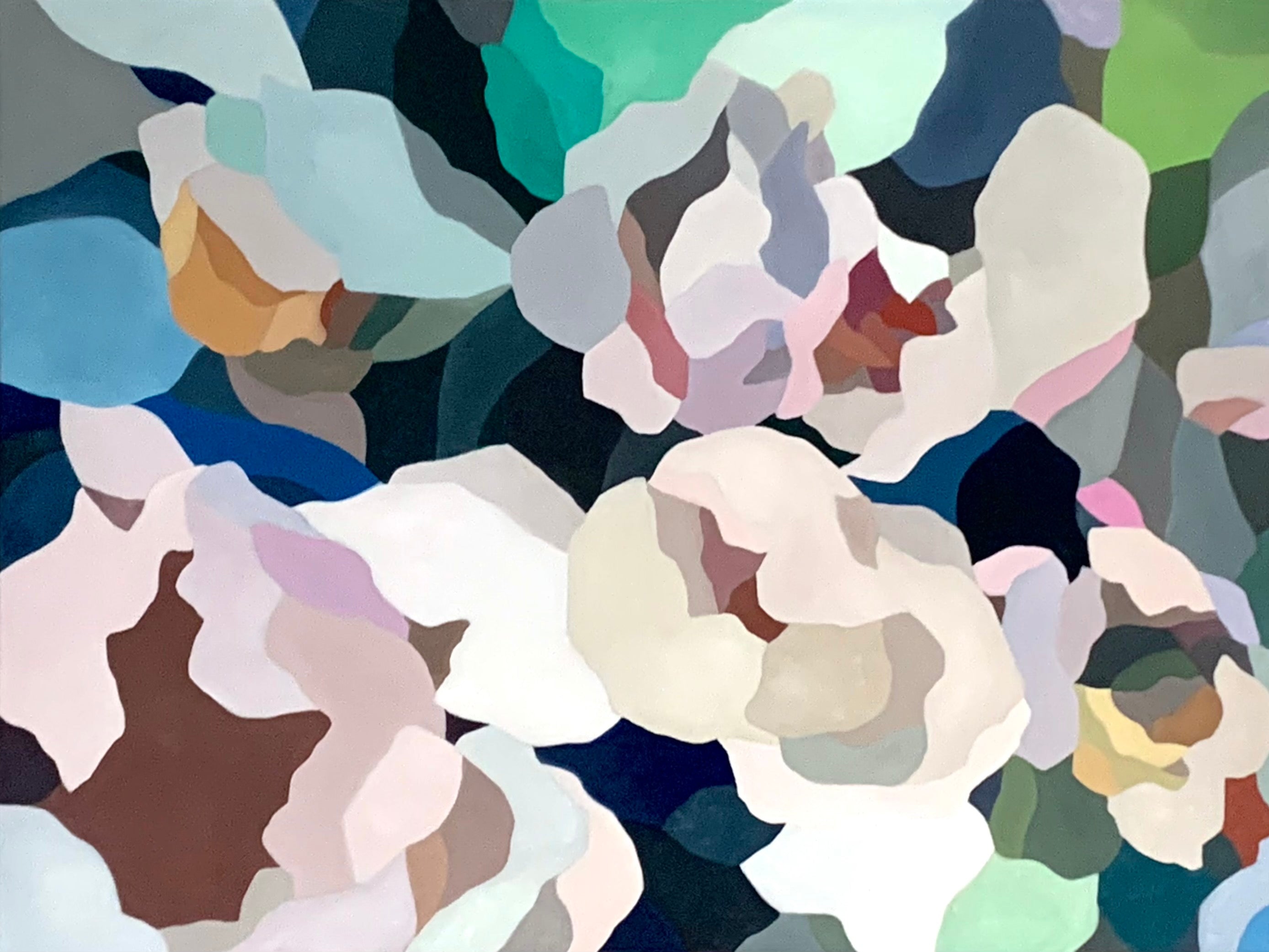 Jade Floral Abstraction 2 Original Abstract Oil Painting 36 x 48 ...
